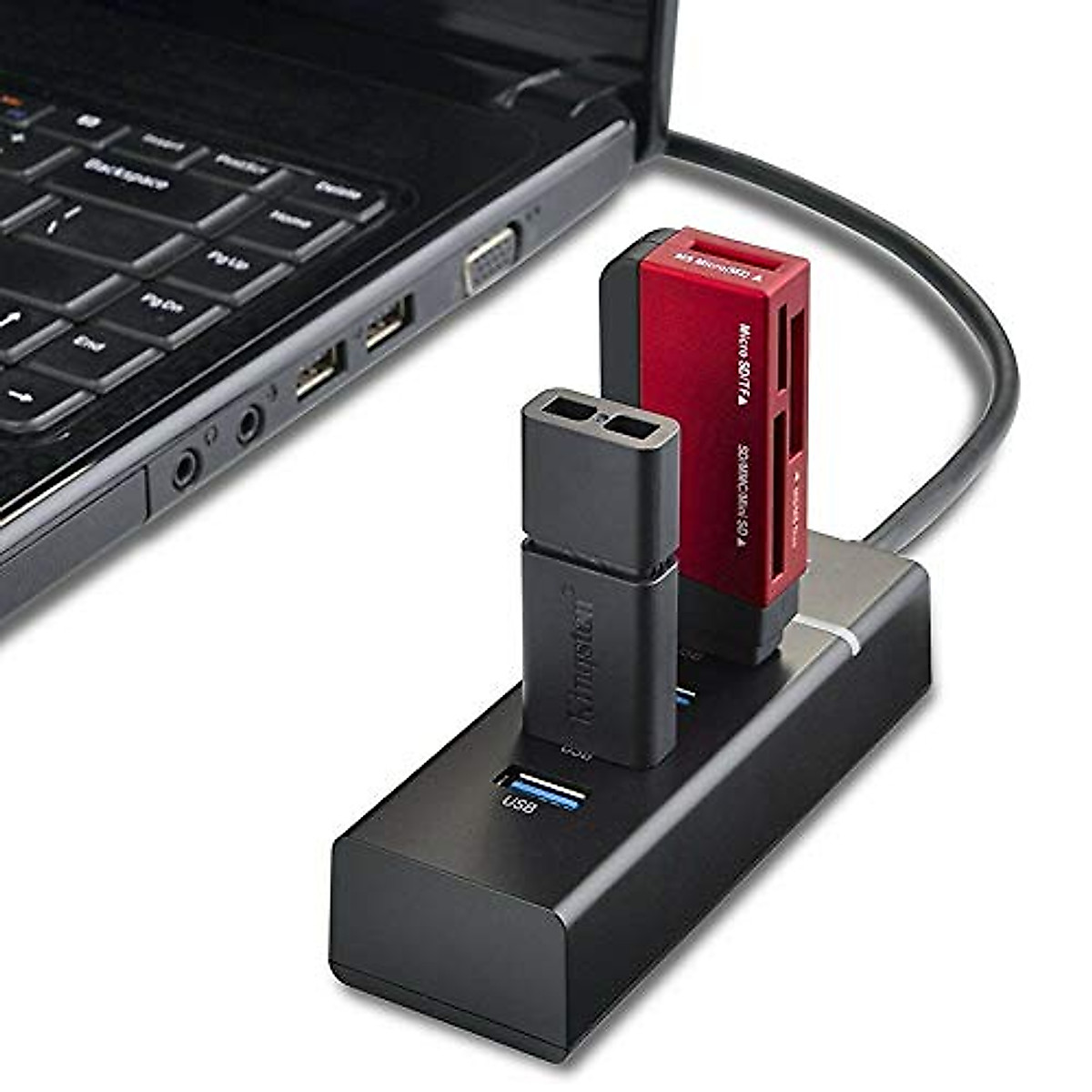 USB Hub, Portable 4 Port USB 3.0 Hub, Super Speed Data Sync Adapter Universal for Computer, Laptop, USB Flash Drives and Mobile HDD
