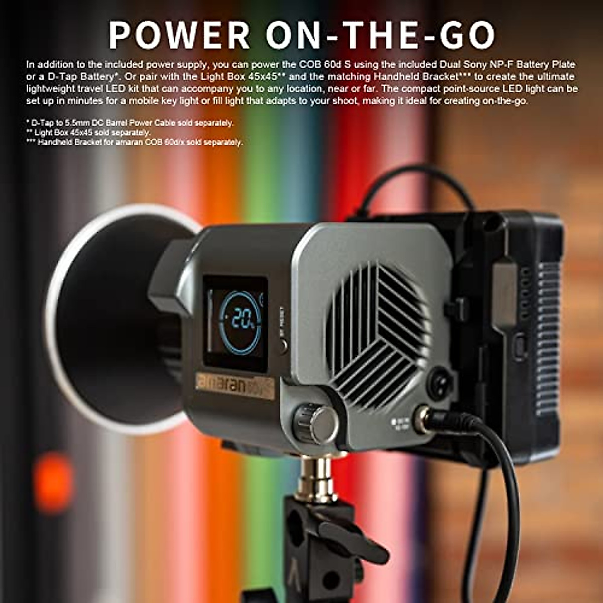 Aputure Amaran 60d S Ultra-High Color Quality 65W Output Daylight Bowens Mount Point-Source LED Video Light, 5600K SSI 86+, 37,800 lux @ 1m, App Control, 8 Lighting FX (amaran 60d S)