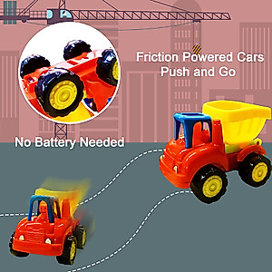 OBABA Inertia Toy Truck Friction Powered Cars for Toddlers Kids Tractor Toys Carrier Vehicle for 1234 Year Old Boys Push and Go Toy Trucks Construction Vehicles Toys Set Early Educational Gift