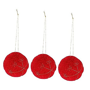 EXCEART 3pcs Christmas Felt Balls Christmas Wreath Mantel Decorations for Fireplace Prom Decorations Christmas Ball Ornaments Christams Tree Pom Pom Ball Christmas Tree Ornament Manual Red
