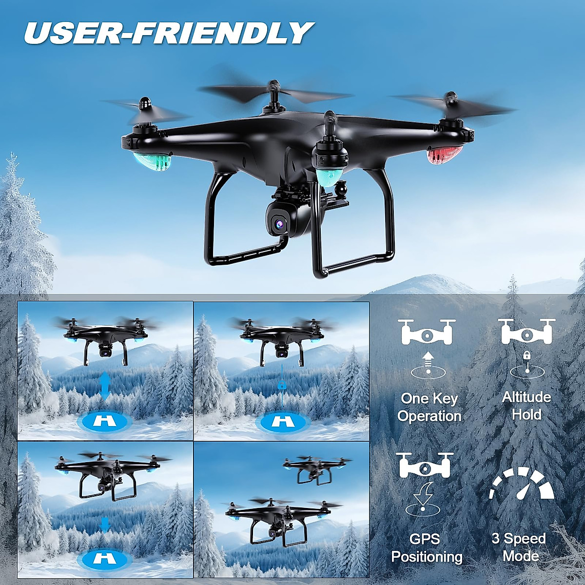 Cheerwing U88S GPS Drone with 4K Camera for Adults, 5G WiFi FPV Drone with Auto Return, Follow Me, Waypoint Fly, Voice Control