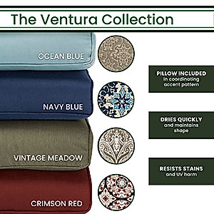 Hanover Ventura Modern Outdoor Wicker Reclining Lounge Chair with Thick Foam Weather-Resistant Navy Blue Cushions and Rust-Resistant Steel Frames, Luxury Furniture for Patio and Backyard