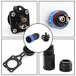 Trolling Motor Plug Receptacle Set for Marine Boat, Waterproof 12/24/36/48 Volt Trolling Motor Connector Kit for Down Rigger, Fishing Reel, DC Power, Trolling Motor Accessories