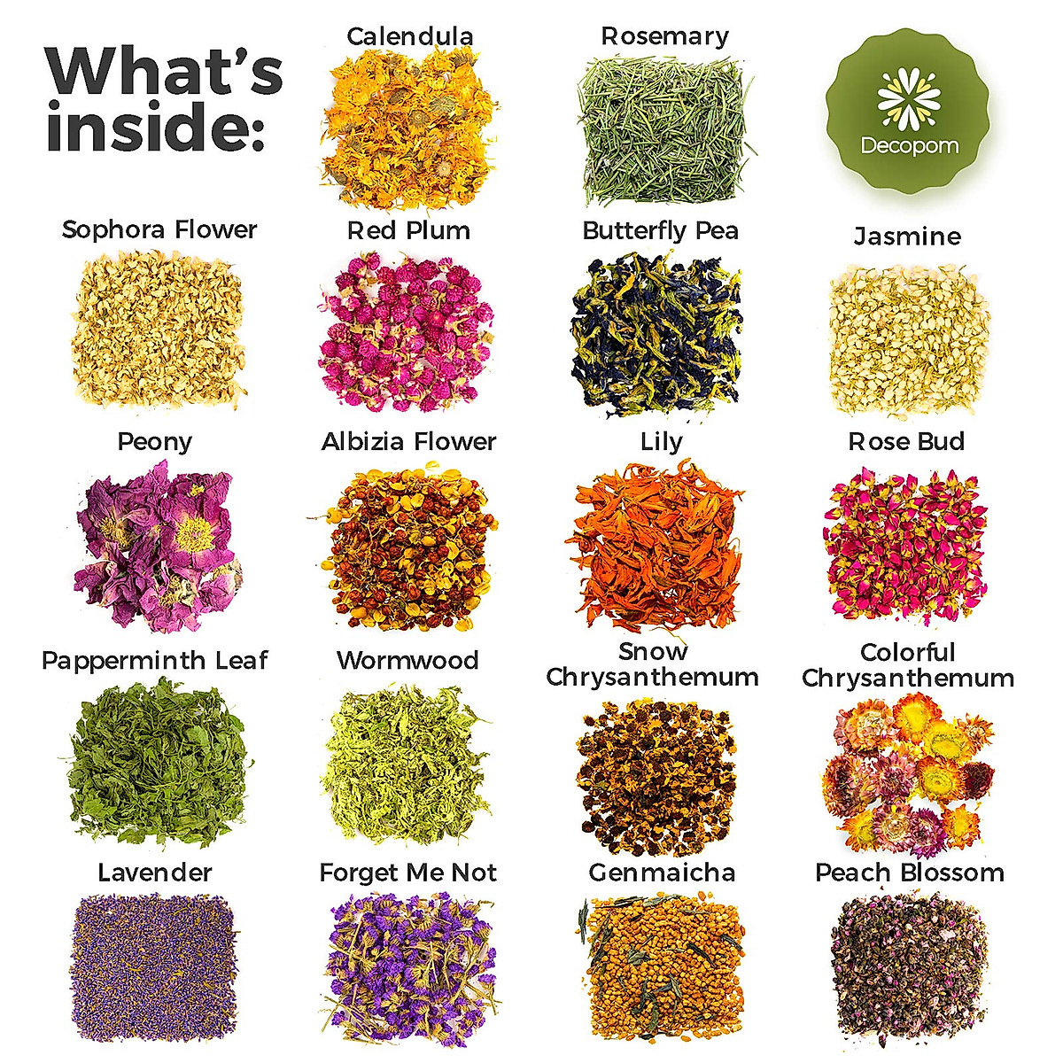 Dried Herbs and Flowers for Witchcraft Spells - Pack of 18 Variety Bulk Real Dry Flower Bags - Great for DIY Candle Making Kit Soap Essential Oil Resin Lip Gloss Includes Lavender Rose Petals Jasmine