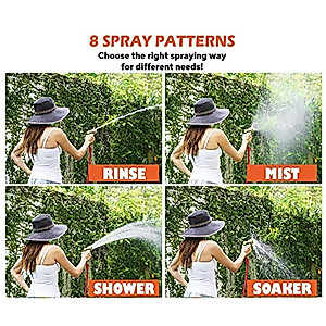 Garden Hose Nozzle | Hose Spray Nozzle | Water Nozzle Water Hose Nozzle Sprayer | 8 Adjustable Watering Patterns, Slip and Shock Resistant for Watering Plants, Cleaning, Car Wash and Showering Pets