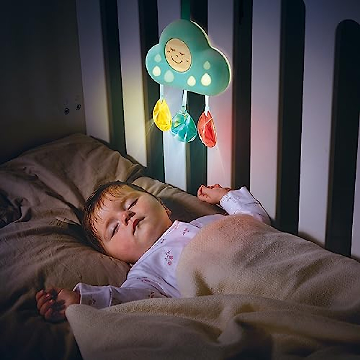 Hape Baby Crib Mobile Toy with Lights & Relaxing Songs| 10 Types of Soothing Sleep Sound for Crib Mobile| Adjustable Night Light for Baby from Birth and Up