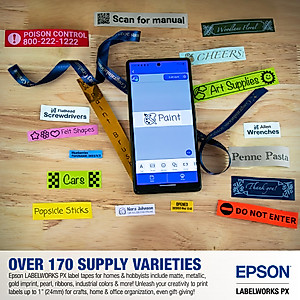 LABELWORKS Epson LW-C610PX Premium Portable Wireless Label Maker Machine for Home and Hobbies – Create Sticker Labels for Crafts and Organization, Designer Tape, App Compatible