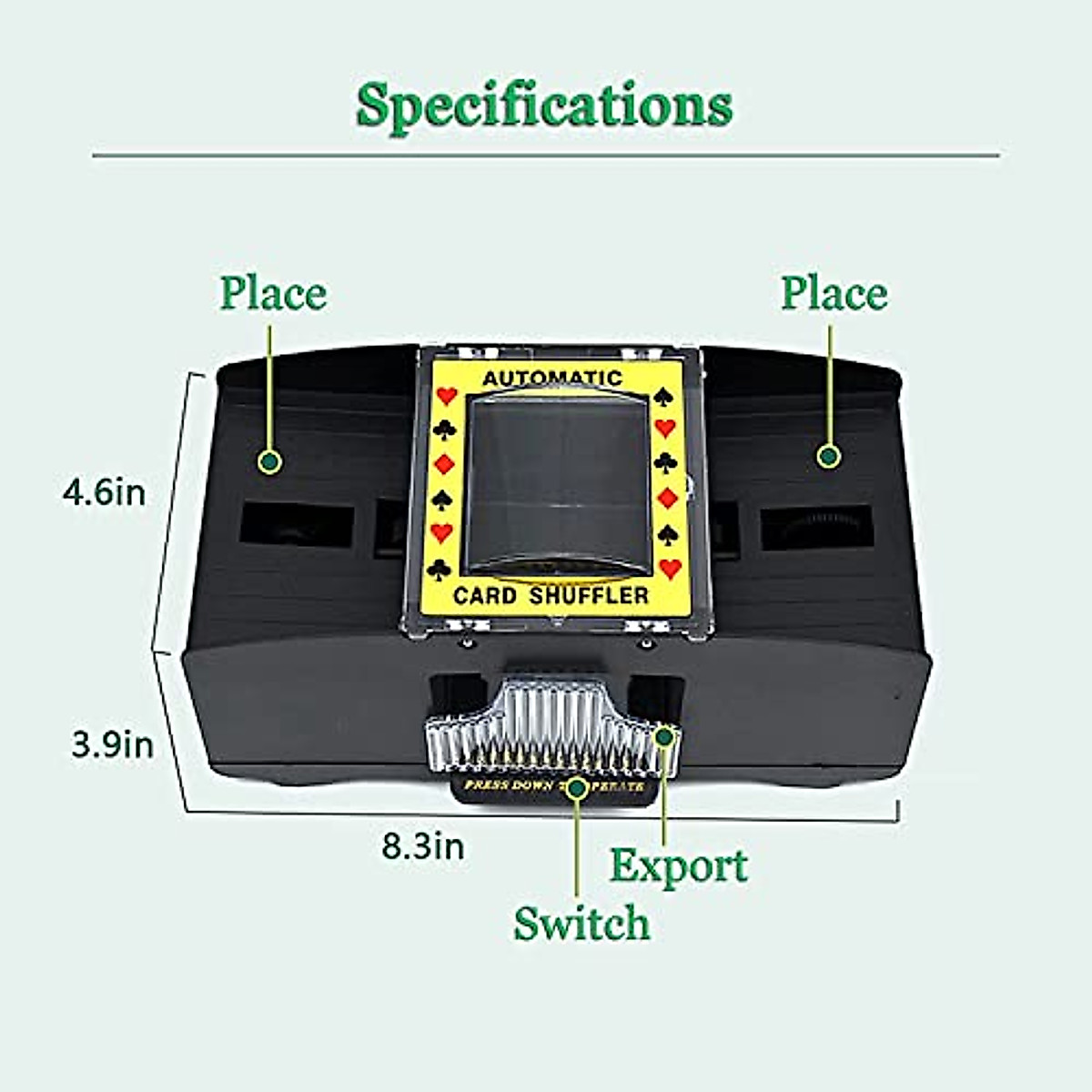 SZBJSMF Card Shuffler 2 Deck, Automatic Card Shuffler with 4 AA Battery for Deck of Playing Card, UNO, Texas Hold'em, Poker, Home Card Games, Blackjack