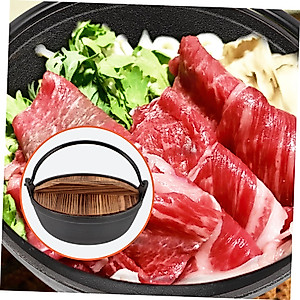 1 Set Sukiyaki Cast Iron Stockpot Shabu Shabu Pot Camping Hot Pot Iron Nabe Pot Steaming Stock Pot Japanese Soup Pot Nonstick Frying Pan with Lid Useful Pot Thicken Wood Nabemono