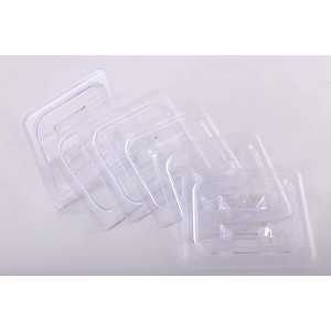 EASYROSE 6-Pcs Food Pan Lid 1/6 Size Clear Polycarbonate Hotel Pan Cover with handle