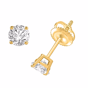 3/4 Carat Ladies Diamond Stud Earrings in 14K Gold (Screw Back)