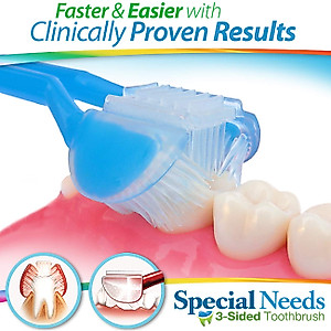 DenTrust 2-PK for Special Needs | The Only Child-Safe 3-Sided Toothbrush | Made in USA | Fast Easy & Clinically Proven | Autism ASD Autistic Asperger Therapy Parent Caregiver Tactile Sensory Calming