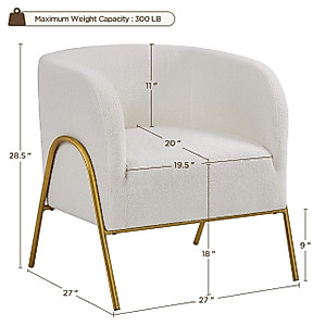 Yaheetech Accent Chair Set of 2, Armchair Set, Side Chairs for Living Room, Boucle Fabric Vanity Chairs with Gold Legs for Bedroom Office Readig Nook, Ivory
