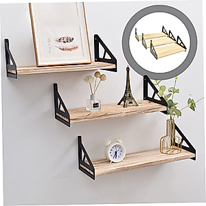 KOMBIUDA 1 Set Shelf Wall Sundries Holder Living Room Supply Bathroom Sundries Rack Wooden Wall Stand Multi-Function Wall -Mounted Storage Rack Sundries Organizer