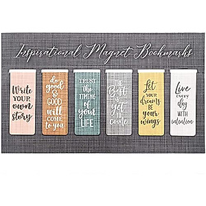 36-Pack Inspirational Magnetic Bookmarks for Women with Motivational Quotes, Bulk Magnet Page Clips for Students, Teachers, Office, Reading, 6 Designs (2.5x1 in)