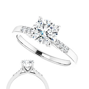 925 Sterling Silver Handmade 1 CT Round Cut VVS1 Colorless Moissanite Engagement Ring for Women Bridal Set Moissanite Wedding Rings for Gifts Promise Anniversary Her (9.5)