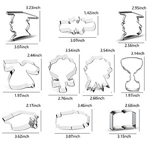 EVECILOO 10PCS 2023 Graduation Cookie Cutters Set, Stainless Steel Cookie Molds, Biscuit Cutter, Metal Dough Cutter, DIY Party Supplies for Kitchen Baking