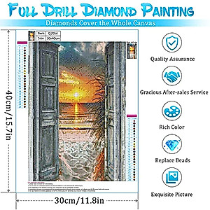 DOTZSO Door Diamond Painting Kits for Adults Diamond Art DIY Art Painting Wall Decoration for Gifts,DIY Painting for Adults' Paint-by-Number Kits Mosaic Making (12x16 Inches Beach Outside The)