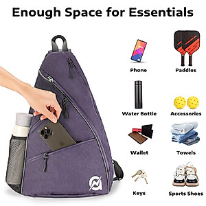 A11N Pickleball Bag, Reversible Crossbody Sling Bag/Backpack for Women Men, Lavender