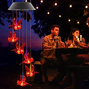 TSIPEKLO Cardinal Wind Chimes, Solar Powered Red Cardinal Bird Wind Chime Wind Moblie LED Light, Spiral Spinner Cardinal Windchime Portable Outdoor Chime for Patio, Deck, Yard, Garden, Home