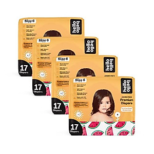 Hello Bello Premium Baby Diapers Size 6 I 68 Count of Disposable, Extra-Absorbent, Hypoallergenic, and Eco-Friendly Baby Diapers with Snug and Comfort Fit I Watermelon