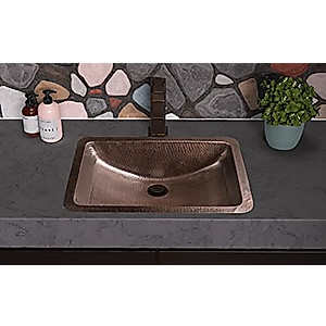 Monarch Abode 17095 Hand Hammered Venetian Dual Mount Bathroom Vanity Sink, 21 Inches, Pure Copper