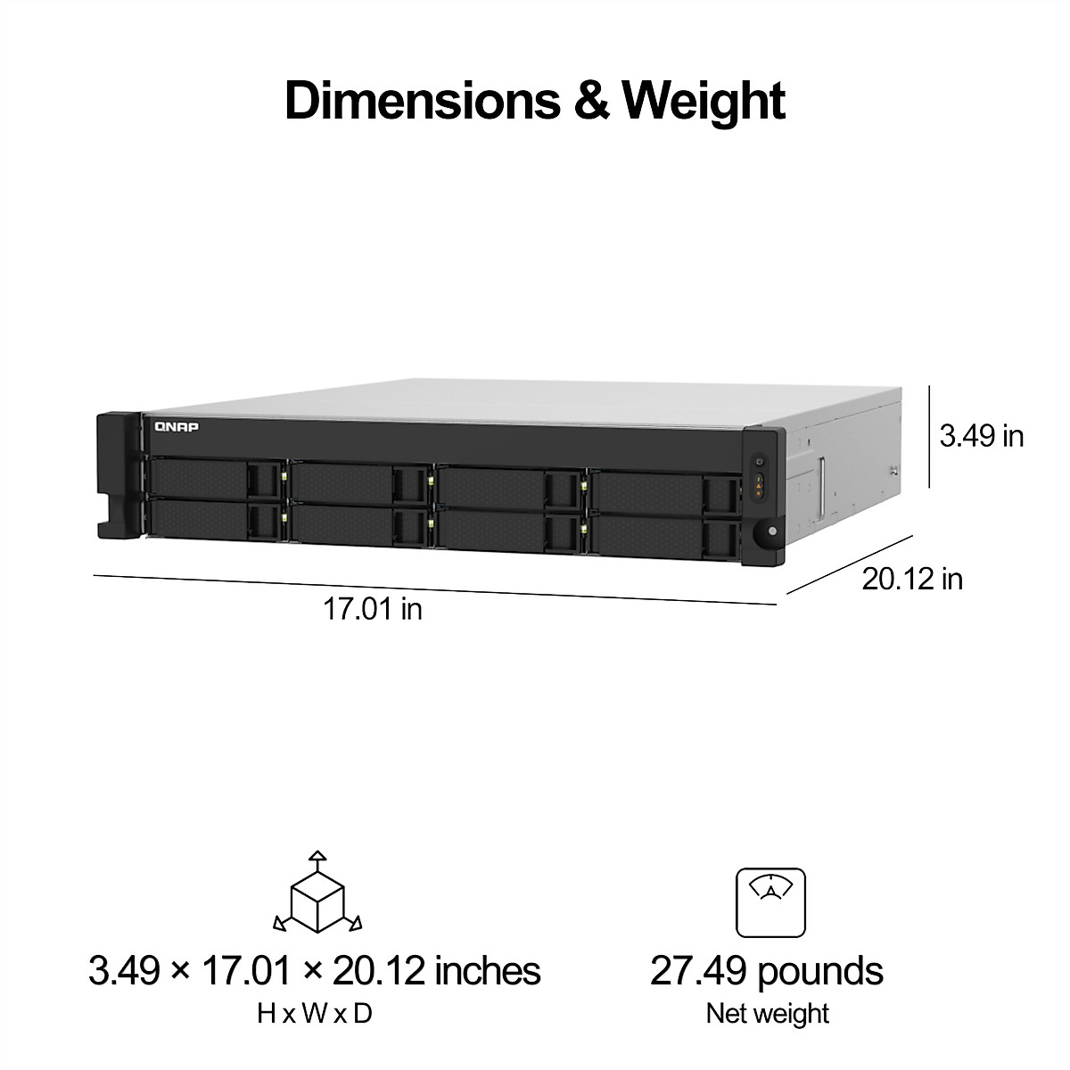 QNAP TS-832PXU-RP-4G 8 Bay High-Speed SMB Rackmount NAS with Two 10GbE and 2.5GbE Ports, Redundant PSU (TS-832PXU-RP-4G-US)