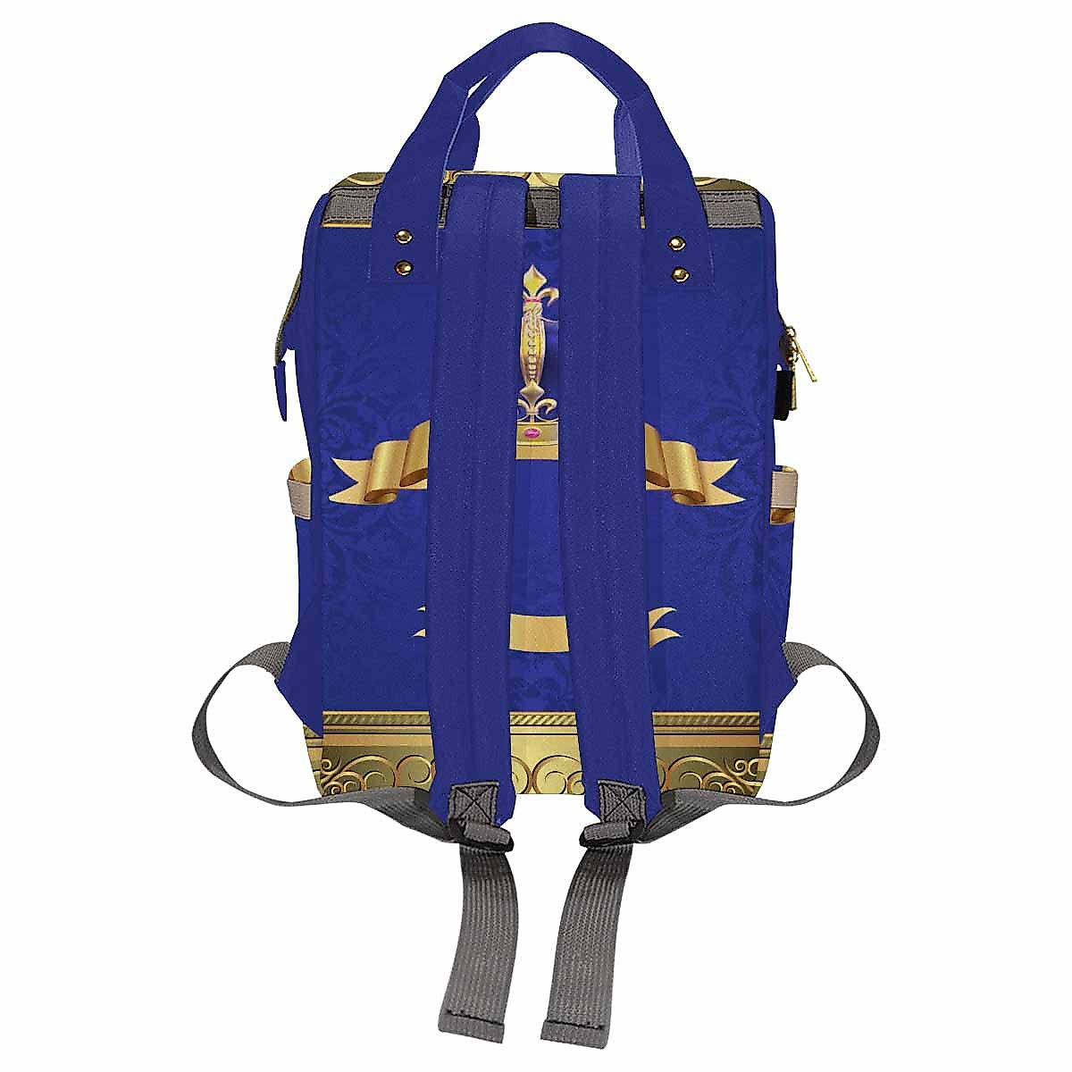 Personalized Diaper Bag Golden Crown with Sapphire Multi-Function Bags Large Diaper Backpack Customized Bag