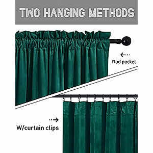 SMILETIME Emerald Green 95in Long Velvet Curtains with Rod Pocket Thermal Insulated Soft Privacy Room Darkening Velvet Drapes for Bedroom and Living Room, Set of 2 Panels, 42 x 95 Inches Long