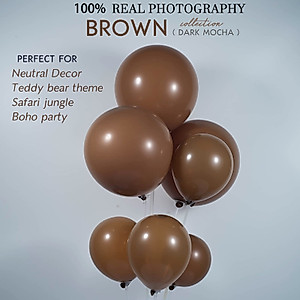 Dark Brown Balloons Different sizes 105 PACK 18/12/10/5 inch Brown balloon Garland Arch Kit For Teddy Bear Baby shower Safari boho Party Decorations (Brown)