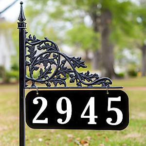 Address America USA Handcrafted Oak 30 Inch Reflective Address Sign - Double Sided - Easy to Read Day and Night - AS