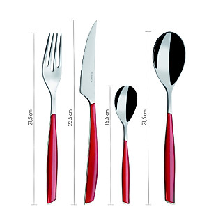 BUGATTI, Glamour, 24-piece Cutlery Set in 18/10 Stainless Steel and GREEN APPLE handle. 6-person Cutlery Set consisting of 6 spoons, 6 forks, 6 knives and 6 coffee spoons