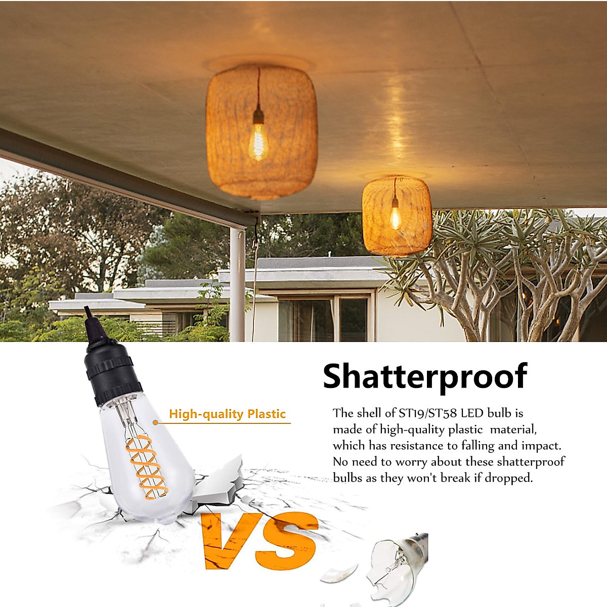 Austin Coast 12 PCS Dimmable Vintage LED Edison Bulbs, 6W Equivalent 60 Watt, Warm White 2700K, Antique Flexible Spiral LED Filament Light Bulb, ST58 (ST19), 600 Lumens, E26 Base, Clear Plastic