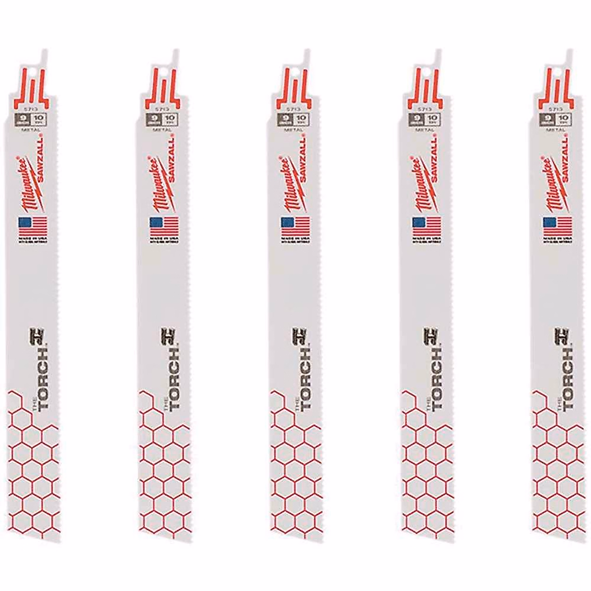 Milwaukee Electric Tool Corporation 48-00-5713 Milwaukee 9 in. 10 TPI TORCH Thick Metal Cutting SAWZALL Reciprocating Saw Blades (5-Pack)