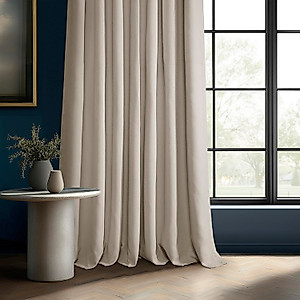 HPD Half Price Drapes BOCH-LN185-P Faux Linen Room Darkening Curtains for Bedroom (1 Panel), 50 X 96, Birch