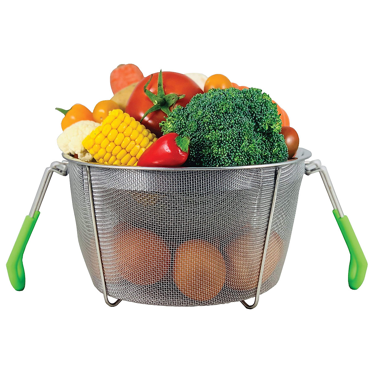 Steamer Basket for Instant Pot Accessories 6 qt or 8 quart - 2 Tier Stackable Fine Mesh 304 Stainless Steel Strainer Basket - Silicone Handle - Vegetable Steamer Insert, Egg Basket, Pasta Strainer