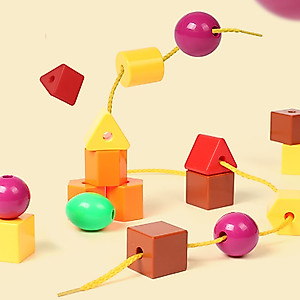 Lacing Beads Educational Threading Toy-50 Jumbo Stringing Toy Montessori Toys, Fine Motor Skills Cognitive Skills Occupational Therapy Toys for Toddlers 3,4,5,6 Years, Preschool Kids, Autism