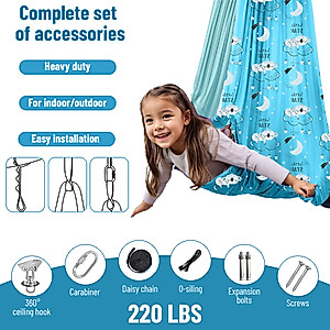 KidzAdventure Sensory Swing for Kids & Adults | Double-Layer Cloth Outdoor Indoor Therapy Swing Chair for Kids |Durable and Comfy Indoor Hammock Swing Chair for Bedroom – Little Star Theme