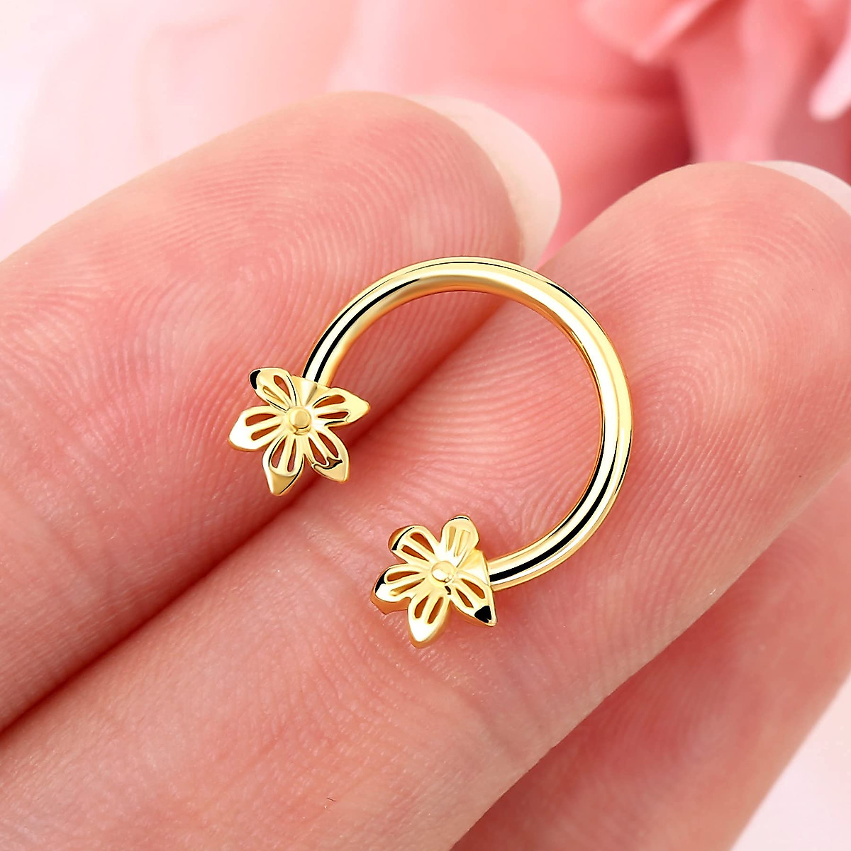 Jewseen 2PCS Septum Ring 16G 316L Surgical Steel Cartilage Earring Hoop Nose Ring Cute Bee Captive Bead Rings Tragus Daith Rook Helix Piercing Jewelry
