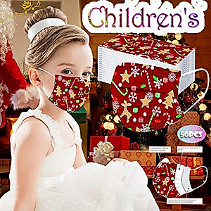 Kids Disposable Face_Mask,Christmas Print Cloth Covering,No Washable, Lightweight Breathable and Anti-Haze Dust Mouth Guards Balaclava