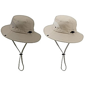 Century Star UPF 50+ Kids Sun hat Against UV Sun Rays Kids Bucket Hat Girls Boys Sun Hats Kids Camping Fishing Safari 2Pcs Khaki & Beige 5-13T