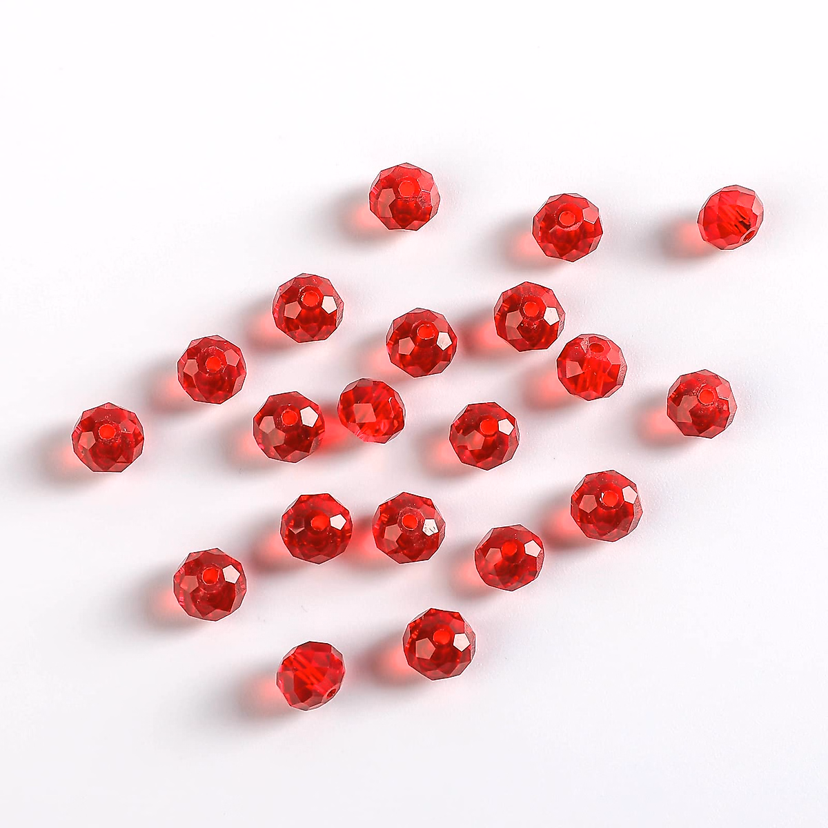 Novborcz 8mm Red Rondelle Glass Beads for Jewelry Making 320pcs Faceted Briolette Shape Crystal Spacer Beads Assortments Supplies Accessories for Bracelet Necklace for Wholesale(Red)