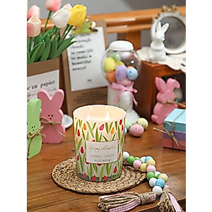 Spring Tulip Scented Candle Gifts Easter Large Candle Soy Wax 14oz Candle Gift (Spring)