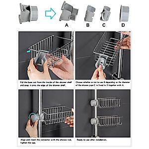 YQh Shower Bar Storage Rack, Bathtub Shower Rack (Shower Rod Not Included), Clawfoot Bathtub Accessories, 304 Stainless Steel Soap Rack, Bathroom Bathtub Shampoo Rack, Shower Trolley Organizer