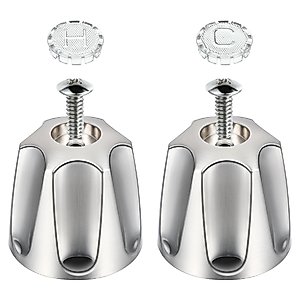 Enhon Faucet Handles, 2 Piece Hot and Cold Faucet Knobs Compatible with Price Pfister Verve Tub Shower, Include 2 Faucet Handles and 2 Screws for Remodeling Trim (Brushed Nickel)