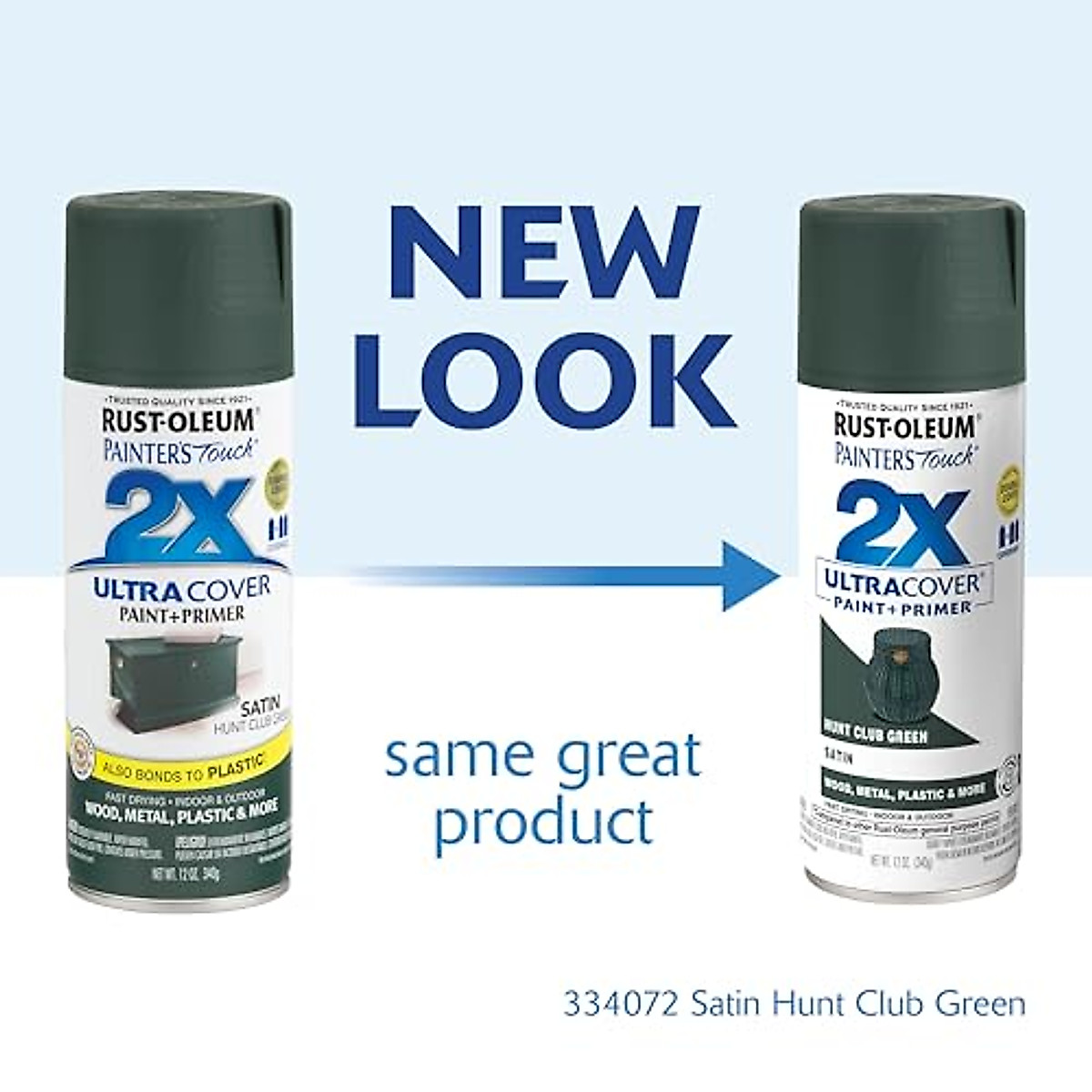 Rust-Oleum 334072-6PK Painter's Touch 2X Ultra Cover Spray Paint, 12 oz, Satin Hunt Club Green, 6 Pack