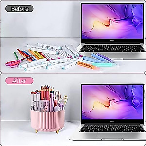 XDRELEC 360 Degree Rotating Pen Holder, Pencil Holder for Desk, Office Desk Organizers and Accessories, Pencil Cup, Pen Organizer，Office Organization and Storage (pink)