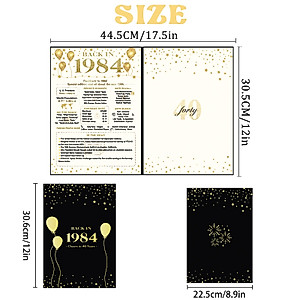 Crenics 40th Birthday Gift for Men or Women, Creative Back in 1984 Birthday Poster, Giant 40th Birthday Guest Signature Book for Black and Gold 40 Anniversary Birthday Party Decorations