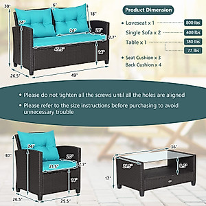 Tangkula 8-Piece Patio Furniture Set, Rattan Wicker Chair Set with 2 Loveseat, 4 Single Sofas, 2 Coffee Table with Tempered Glass Top, Outdoor Furniture Sets for Backyard, Porch, Garden and Poolside