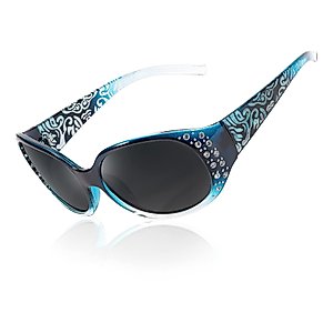 LVIOE Polarized Sunglasses for Women, Rhinestone Wrap Around Sunglasses with UV Protection Lens LS008